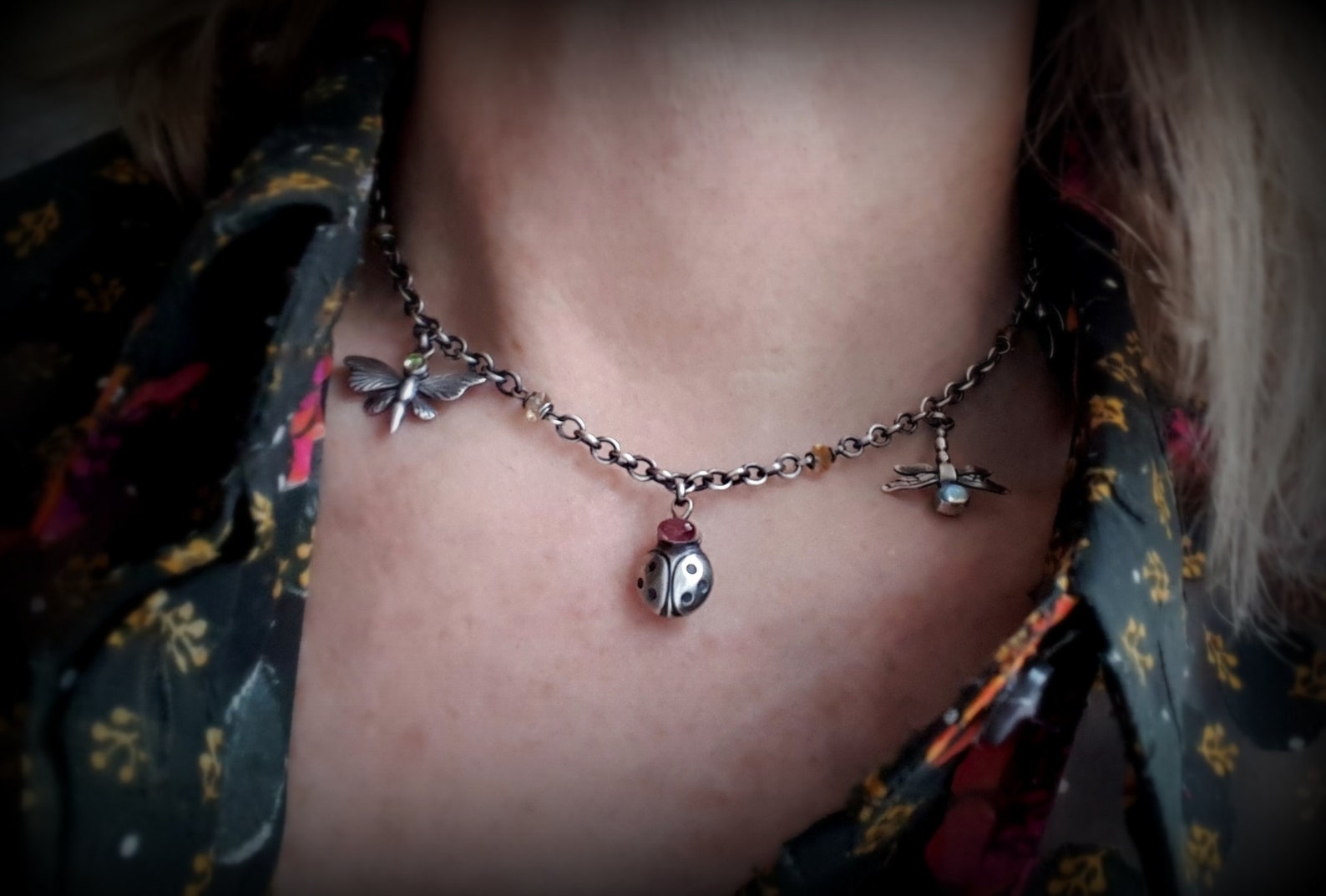 Nature Charm Bracelet Sterling Insect Charm Bracelet Modern - Etsy