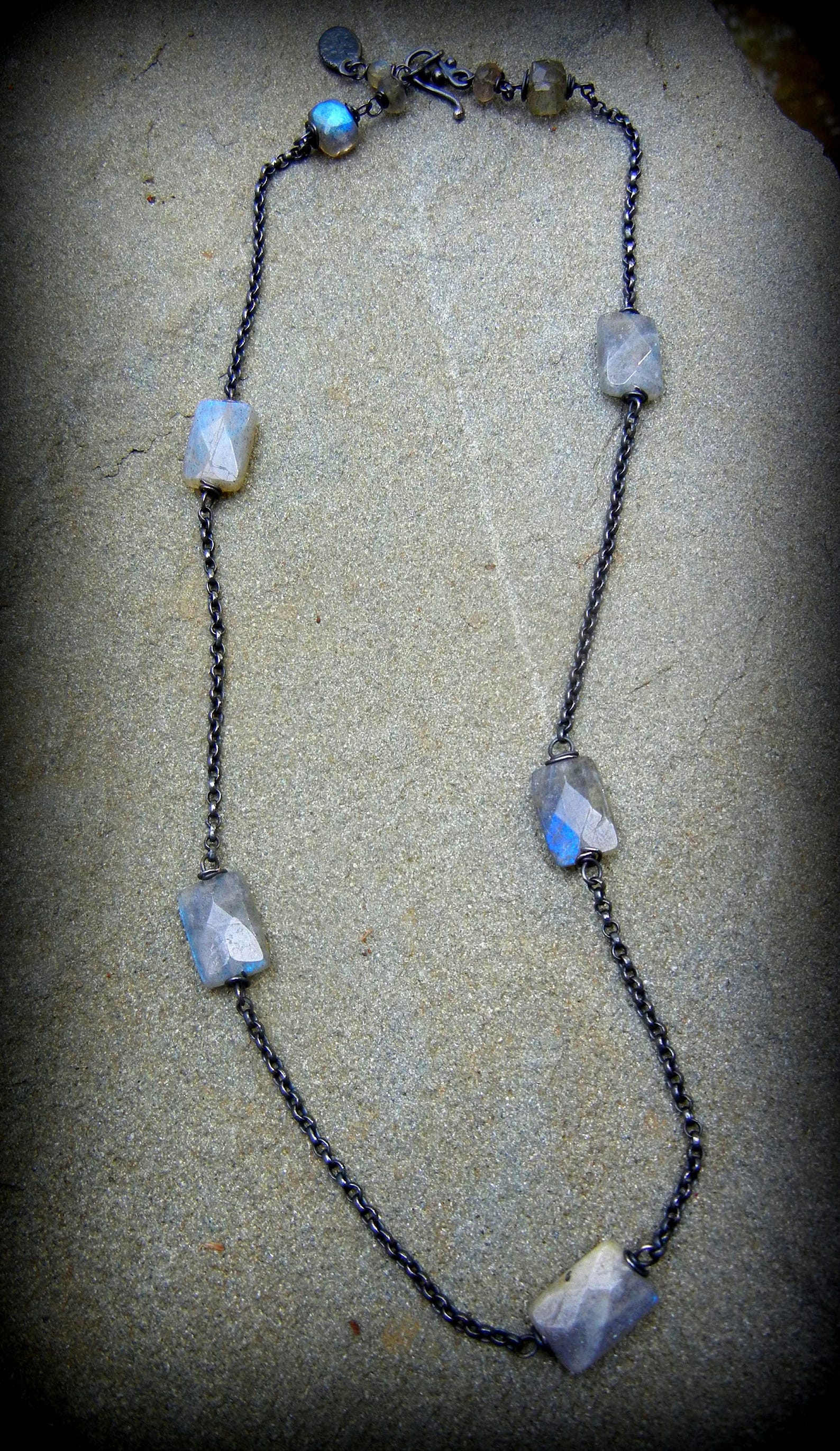 Labradorite Path Necklace Sterling Labradorite Station - Etsy