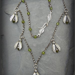 Silver Firefly Necklace, Sterling Multi-firefly Necklace, Beaded ...