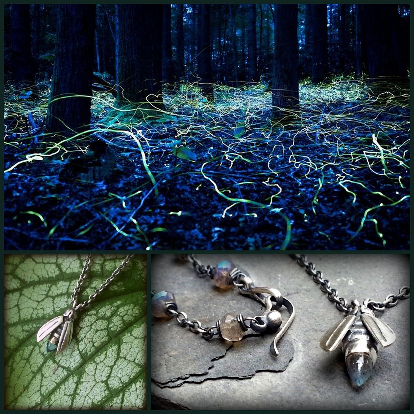 Silver Firefly Necklace Sterling Multi-firefly Necklace - Etsy