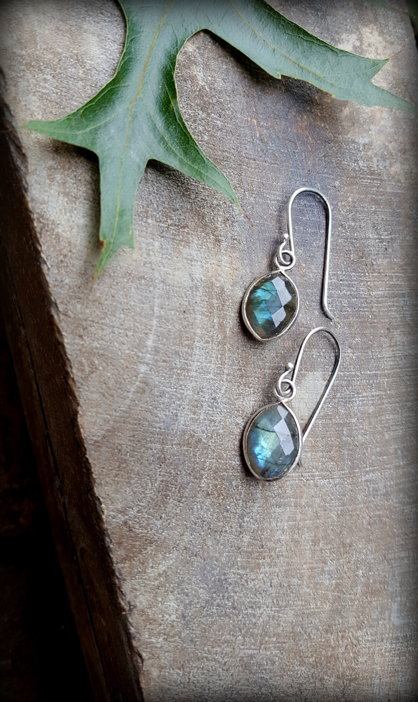 Labradorite Earrings, Faceted Labradorite Dangle Earrings, Rosecut ...