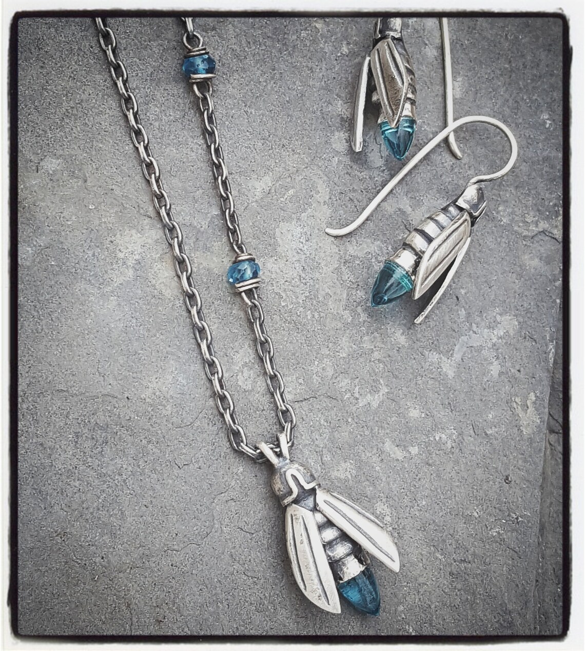 Blue Ghost Firefly Earrings Sterling Firefly Earrings Blue - Etsy