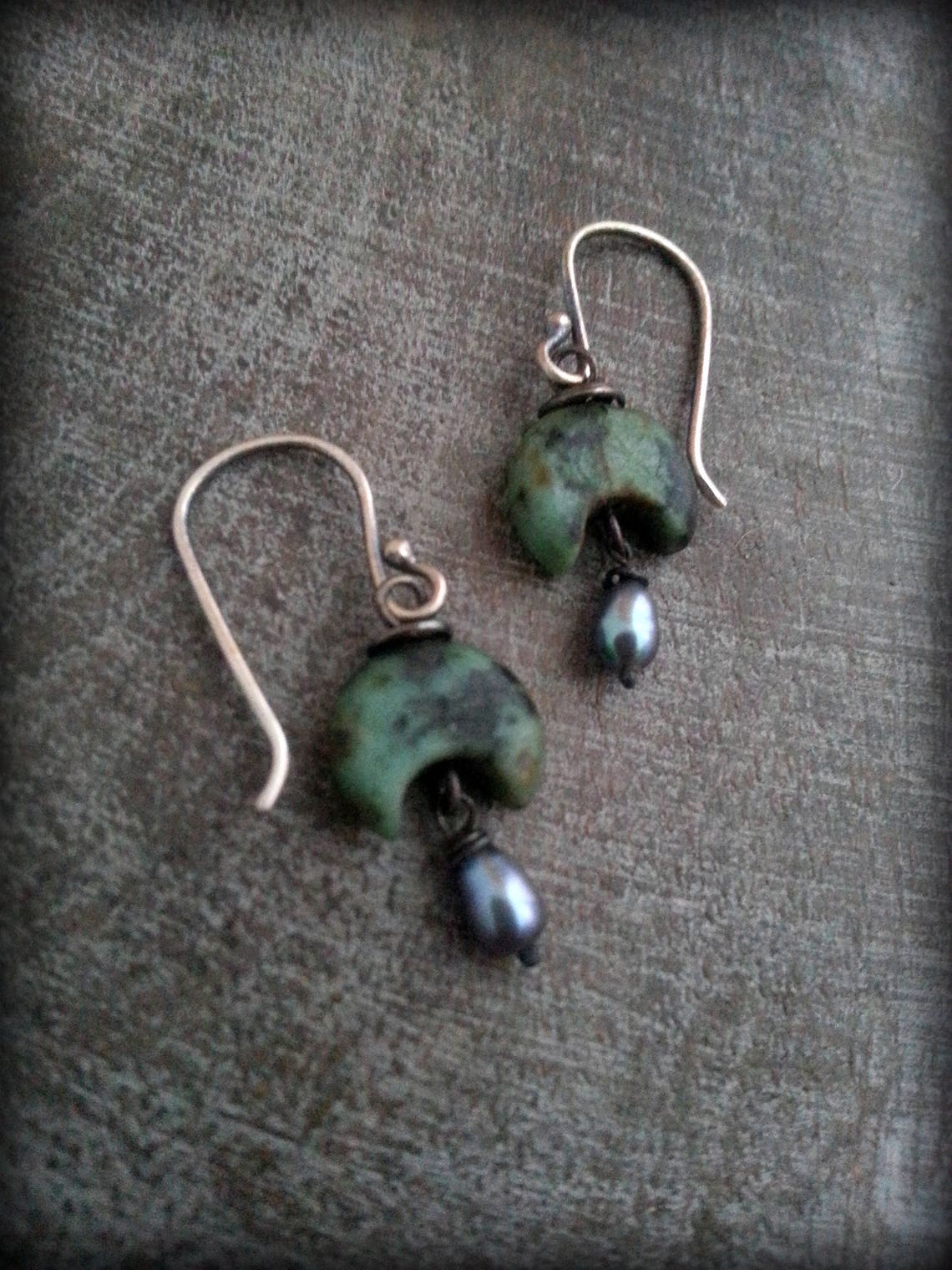 Forest Moss Earrings African Turquoise Crescents Zebra - Etsy