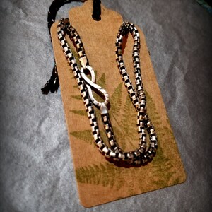 4mm Sterling Box Chain Necklace, Antiqued Silver Rounded Box Link ...