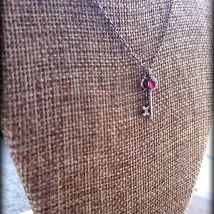 Cybele Key Necklace, Gemstone Key Charm Necklace, 14k Gold Key Charm ...