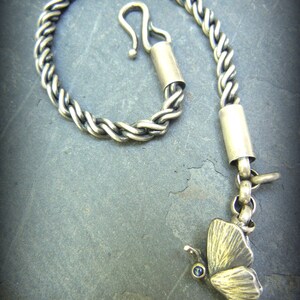 Moth Bracelet on Twisted Rope With Ruby, Emerald or Sapphire Cabochon ...