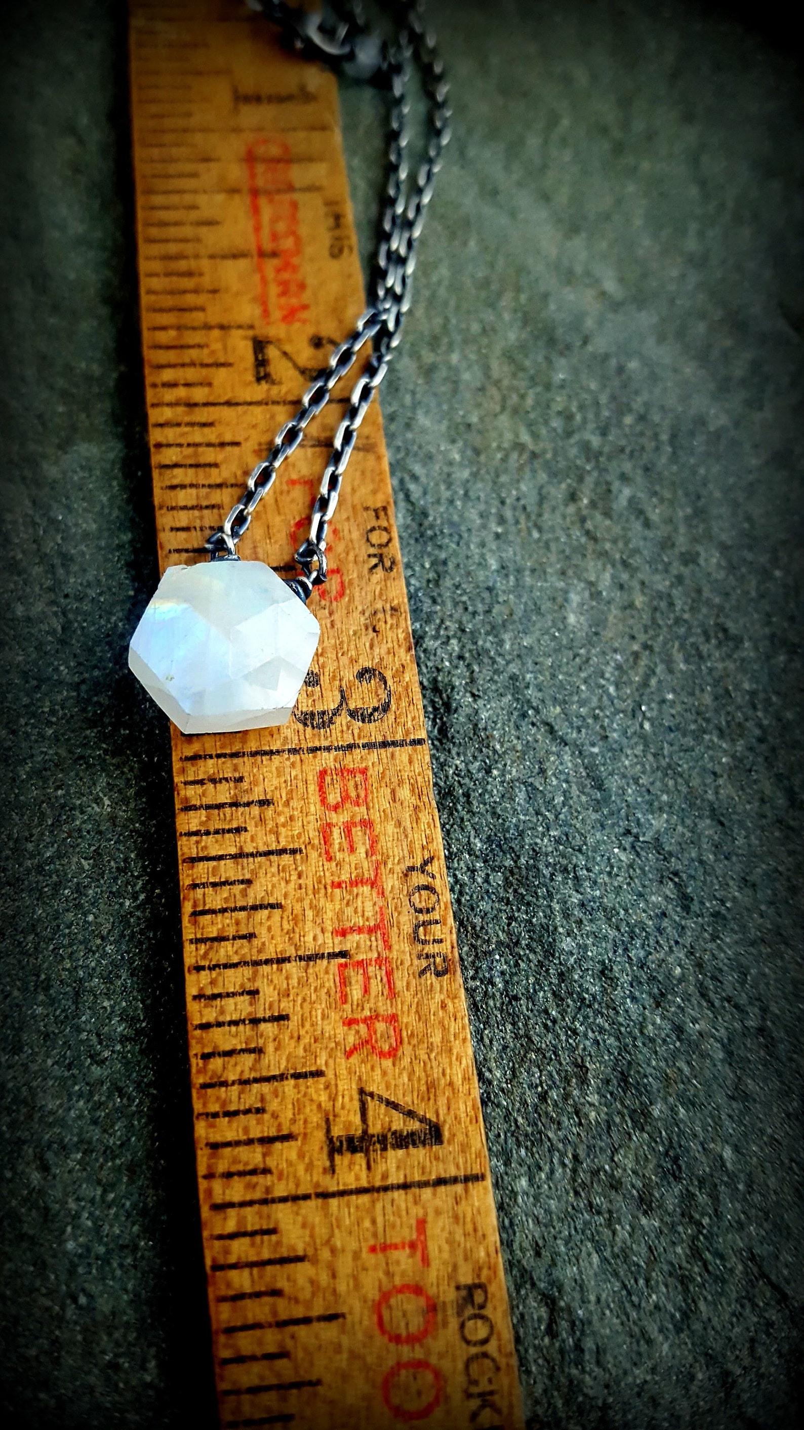 Magic Moonstone Hexagon Necklace, Faceted Moonstone Amulet, Antique ...