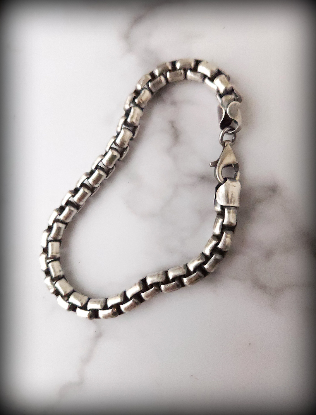 Rounded Box Chain Bracelet, 5mm Sterling Bracelet, Paved Path Bracelet ...