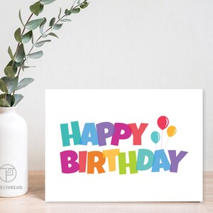 Colorful Happy Birthday Script Card Envelope Digital Birthday Card ...