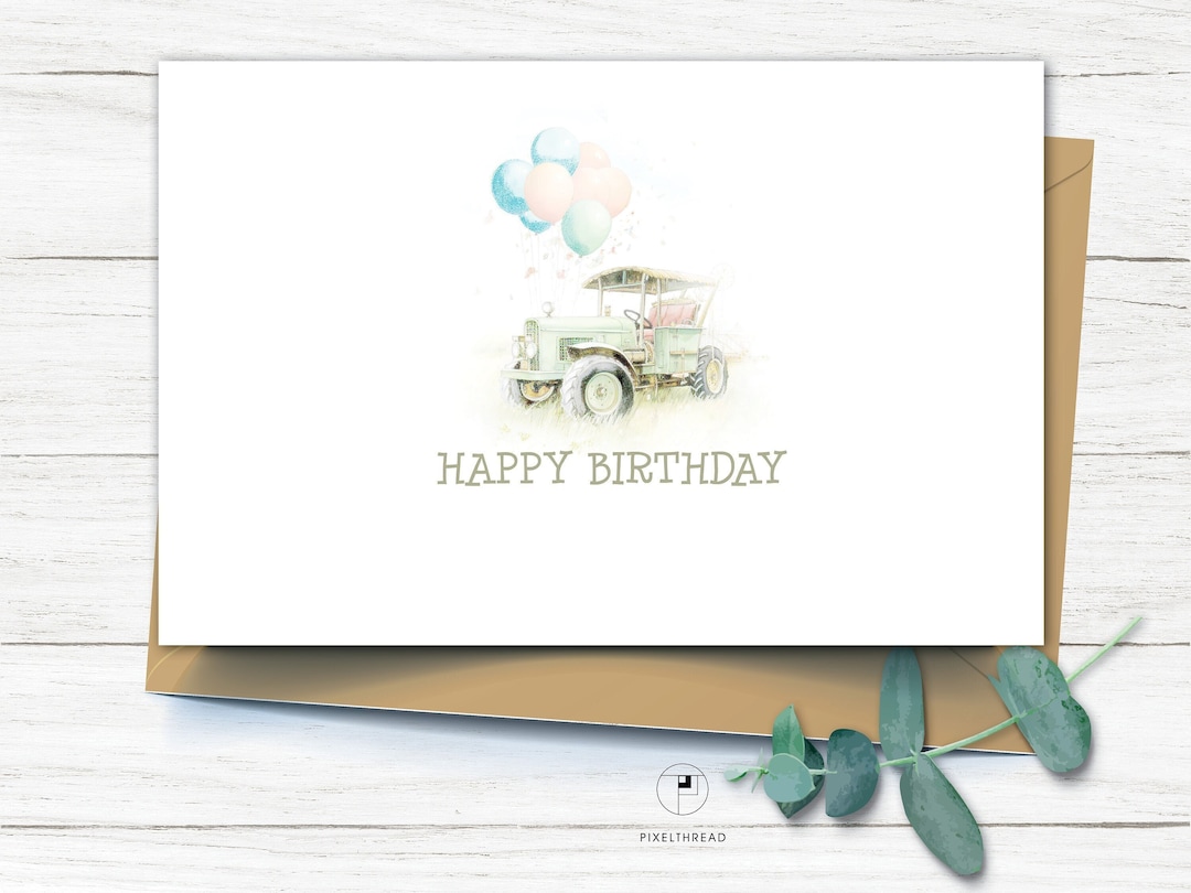 Happy Birthday Card Tractor Birthday Card Printable Happy - Etsy