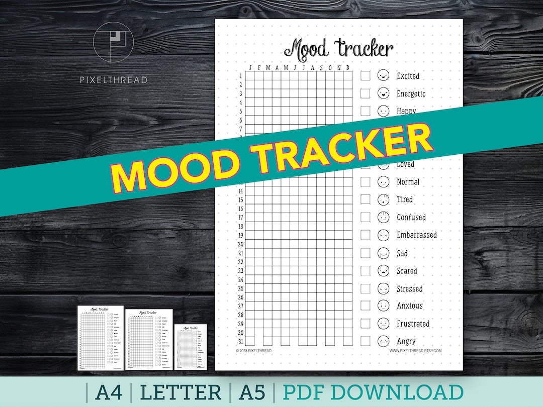 Bujo Mood Tracker Log Digital Printable Mental Health Tracker Chart ...