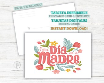 Spanish Mother's Day Card Digital Printable Feliz Dia De La Madre Mama ...