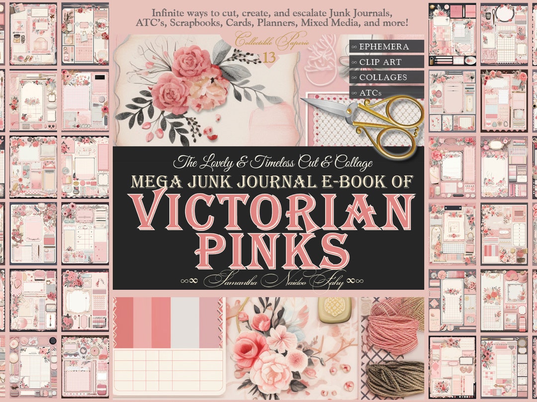 Victorian Pink Junk Journal Kit: Printable Ephemera, Collage Paper ...