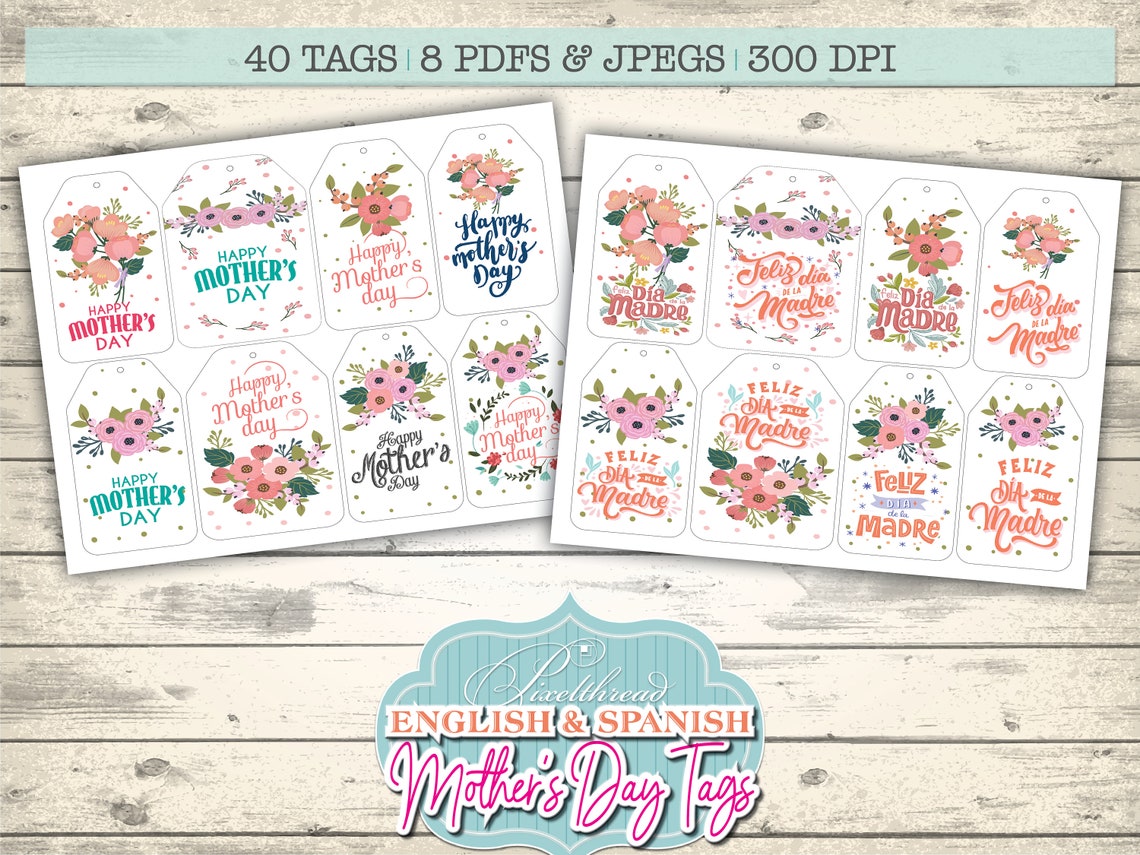 Feliz Dia De La Madre Etiqueta De Regalo Tarjetas Imprimibles En ...