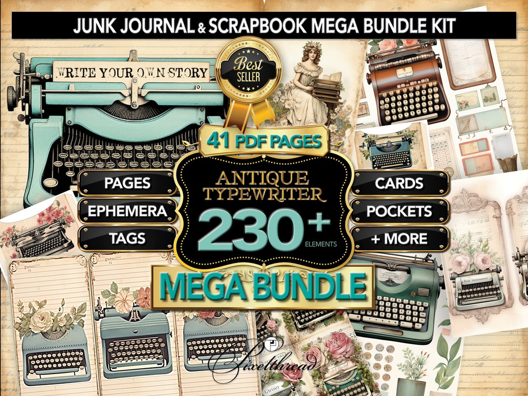 Typewriter Junk Journal Kit Printable Scrapbooking Ephemera Digital ...