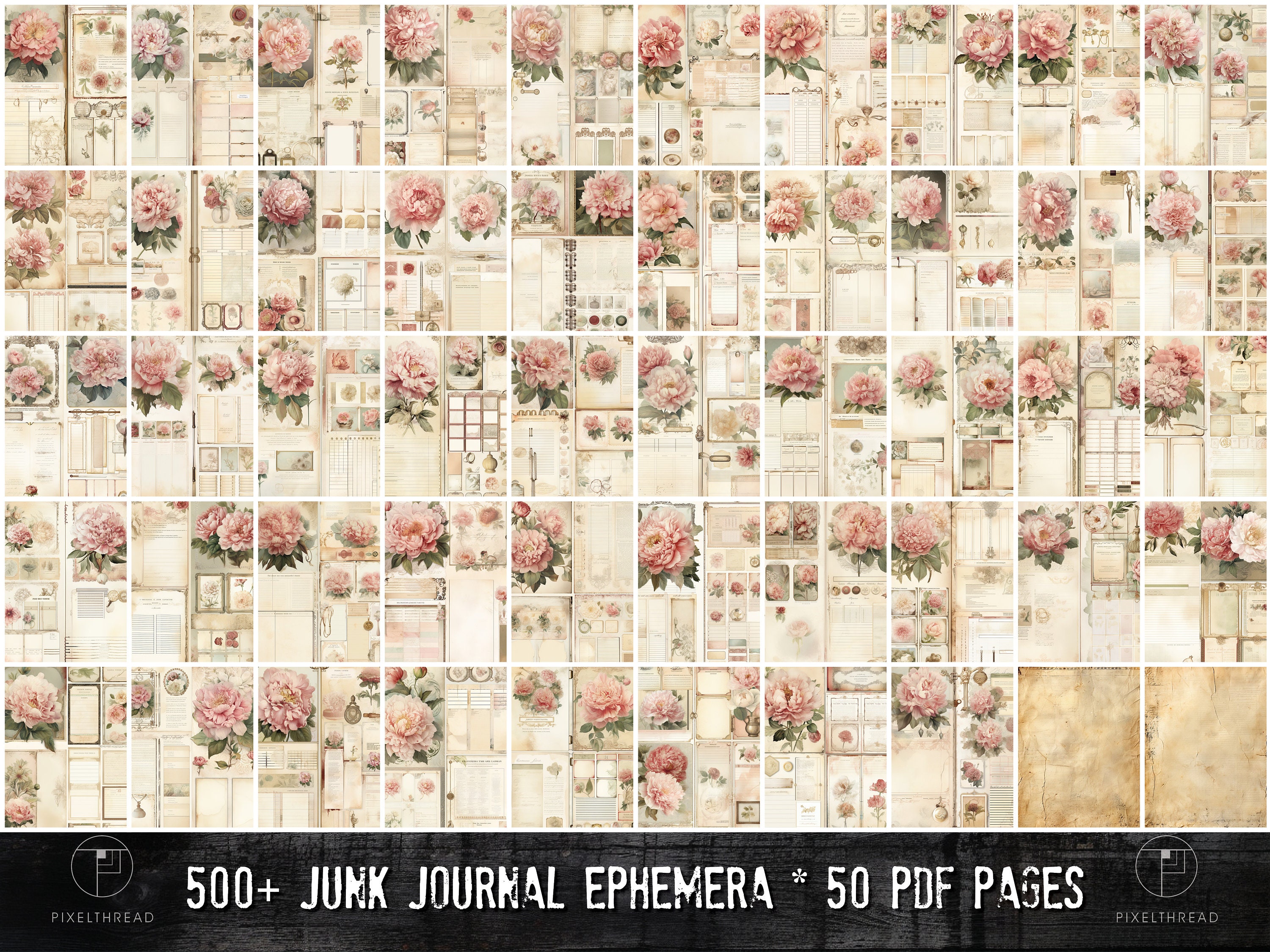 500 Antique Botanical Ephemera Fussy Cut Printable Junk Journal ...