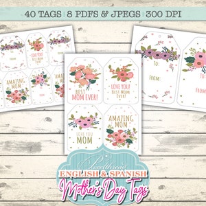 Feliz Dia De La Madre Etiqueta De Regalo Tarjetas Imprimibles En ...