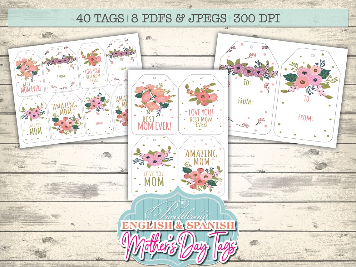 Feliz Dia De La Madre Etiqueta De Regalo Tarjetas Imprimibles En ...