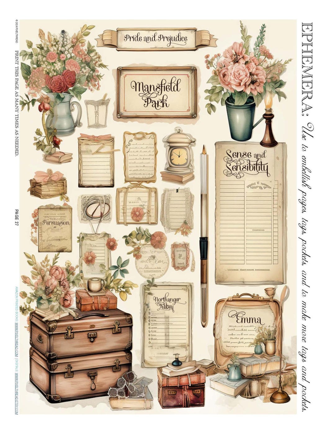 Charming Jane Austen French Regency Edwardian Typewriter Scrapbook ...