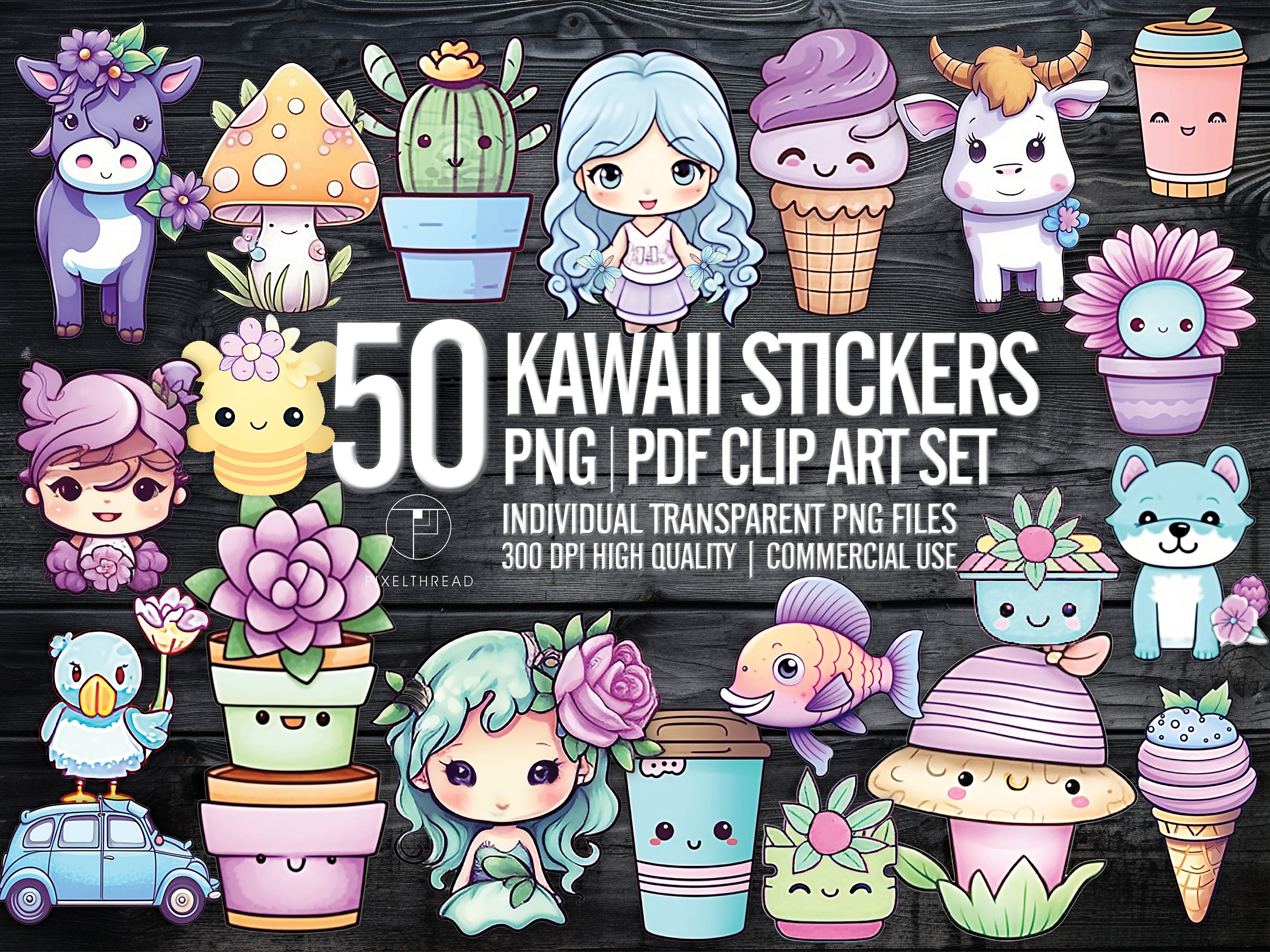 Blue Kawaii Stickers Chibi Clipart Png Squishmallow Pastel Anime Kids ...