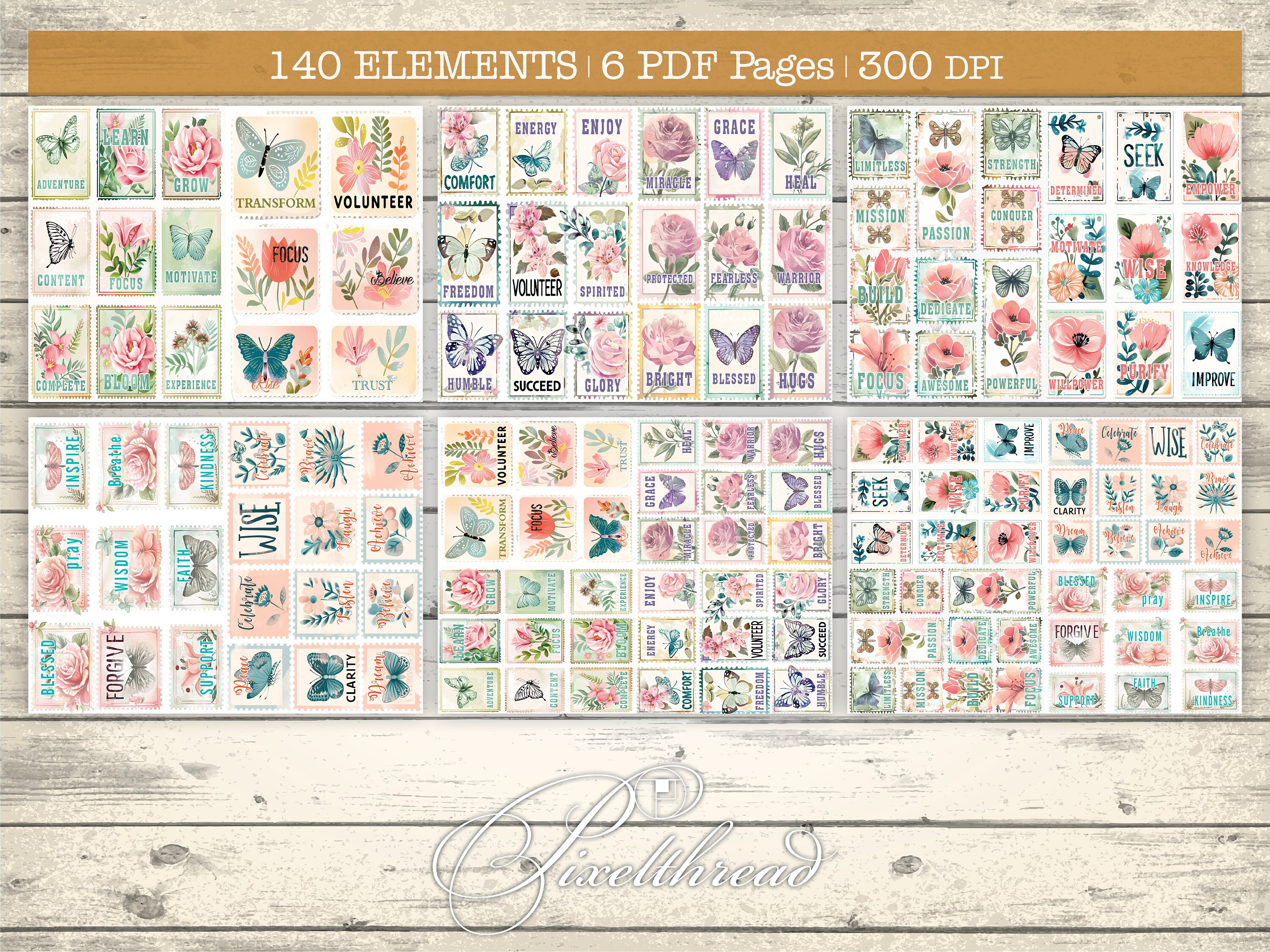 140 Junk Journal Quotes Words Labels Inspirational Positive Affirmation ...