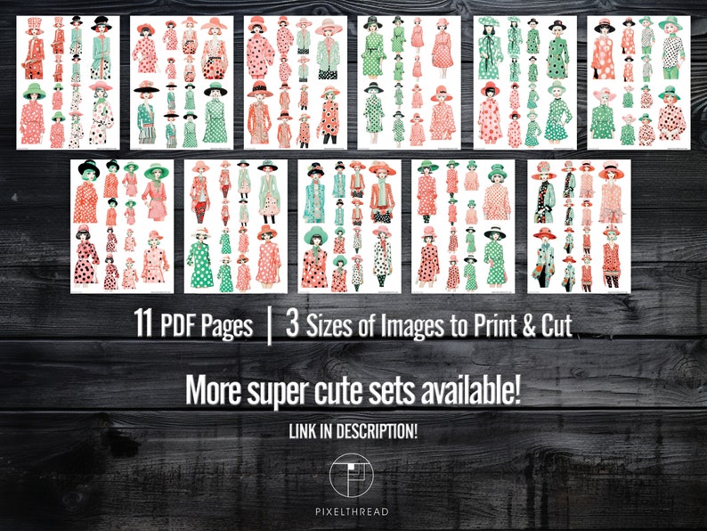 Retro 60s Fashion Model Stickers: Printable Ephemera, Junk Journal ...