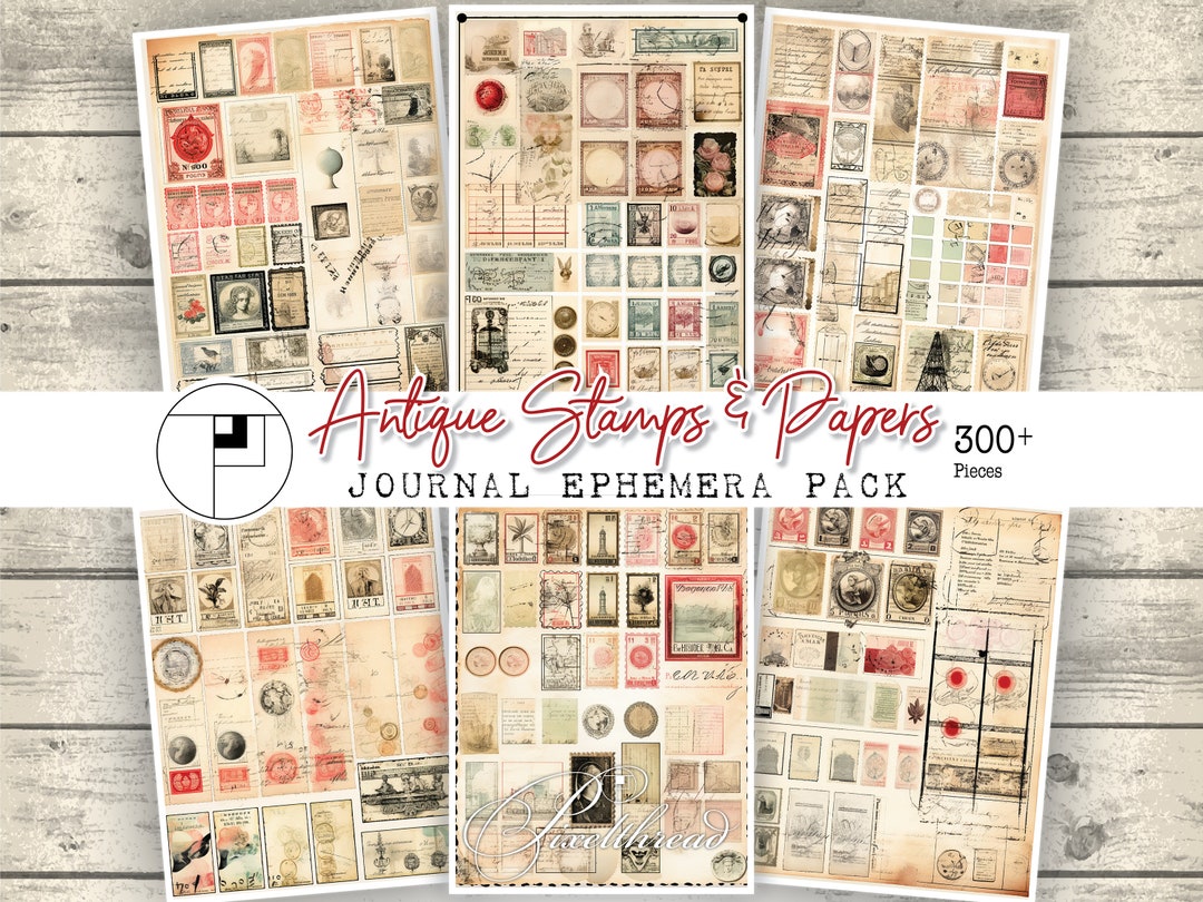 Antique Ephemera Paper Pack: Vintage Stamps, Letters, Labels (digital ...