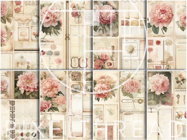 500 Antique Botanical Ephemera Fussy Cut Printable Junk Journal ...