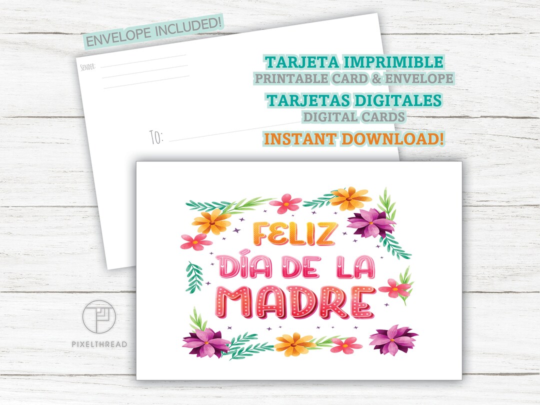 Spanish Mother's Day Card Digital Printable Feliz Dia De La Madre Mama ...