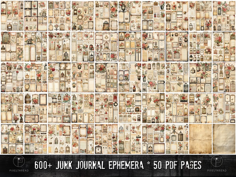Victorian Scrapbook Paper Kit: Antique Planner Stickers & Labels (PDF ...