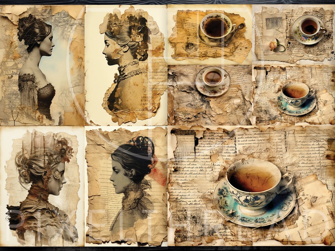 Old Paper Textured Paper Collage Paper Half Papers Burned - Etsy