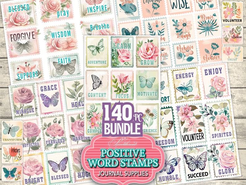 140 Junk Journal Quotes Words Labels Inspirational Positive Affirmation ...