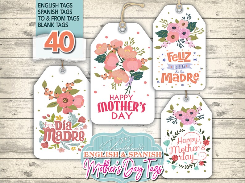 Feliz Dia De La Madre Etiqueta De Regalo Tarjetas Imprimibles En ...
