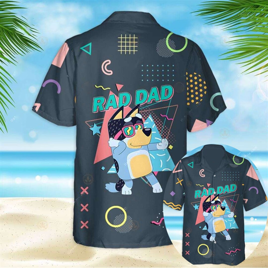 Bluey Hawaiian Shirt, Bluey Shirt, Bluey Dad Button Shirt, Rad Dad ...