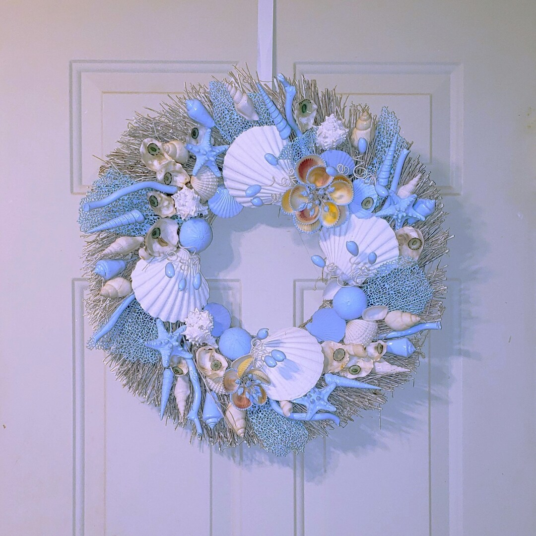 Seashell Wreath on White Twig With Sea Fans in 5 Colors - Etsy