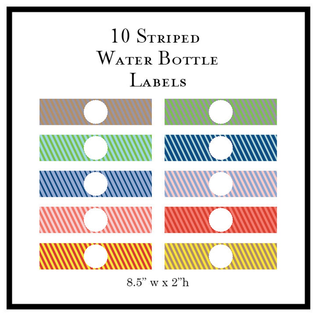 10 Striped Bottle Labels Shower Birthday Anniversary Wedding Party ...