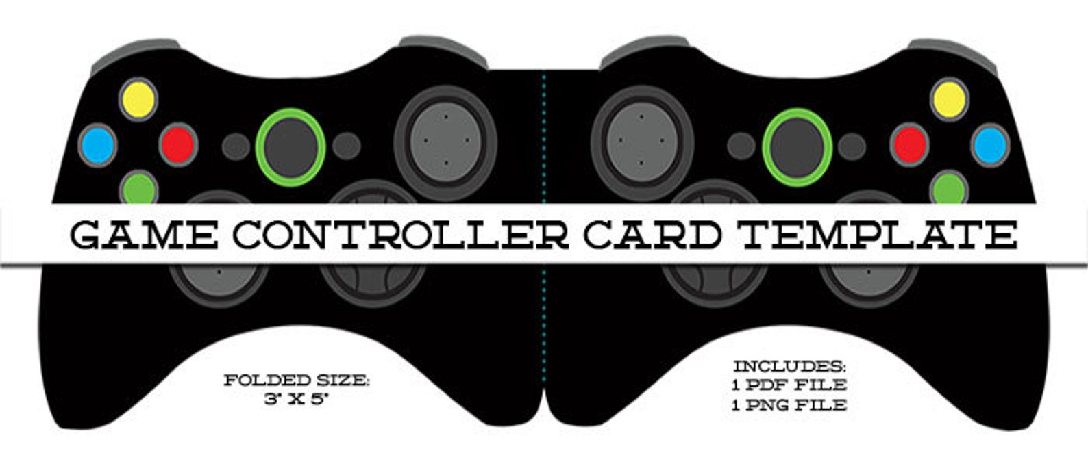 Game Controller Card Template Birthday Invite Father's Day Party ...