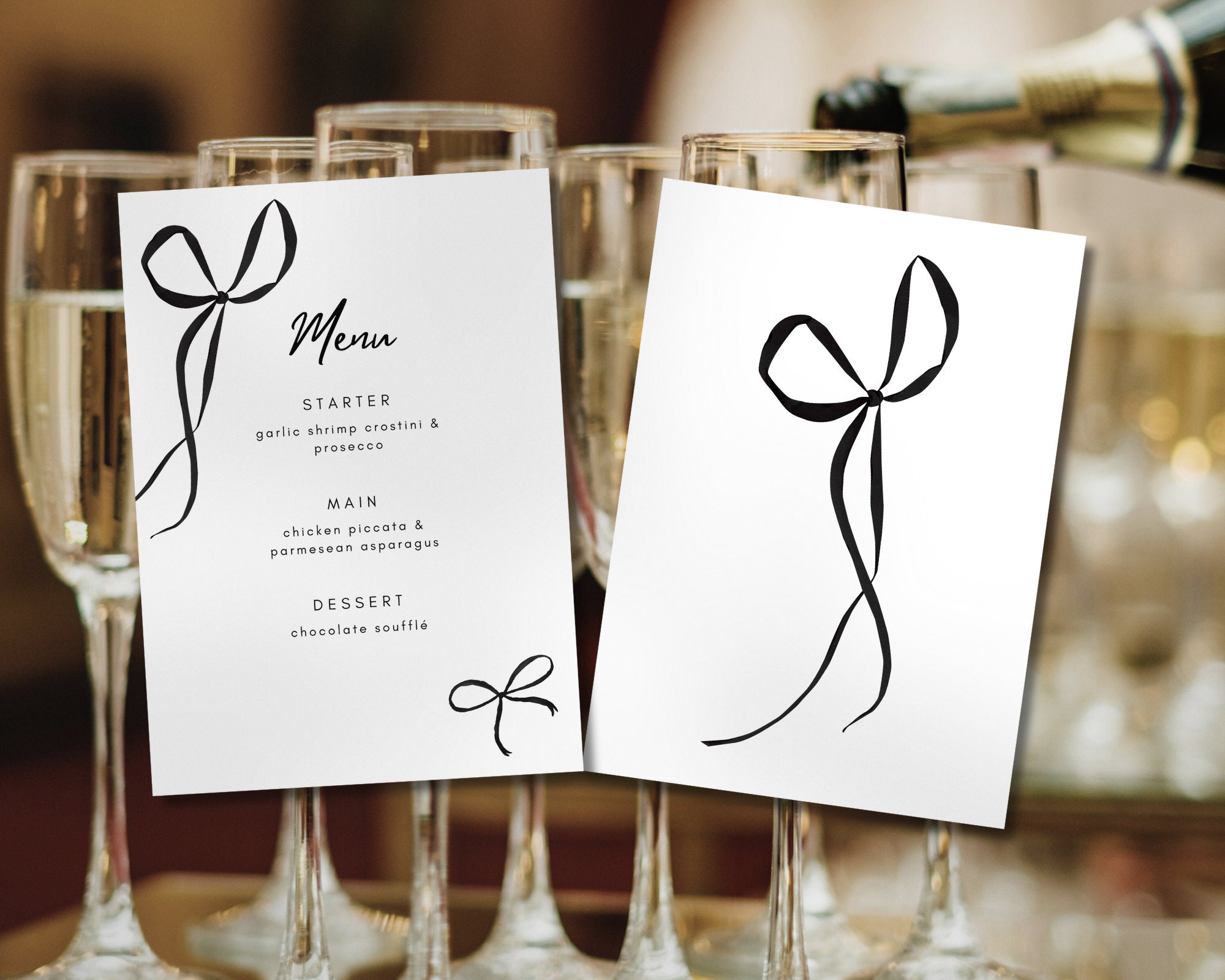 Bow Menu Coquette-themed Dinner Party Menu | Black Bow, Ballet Core ...