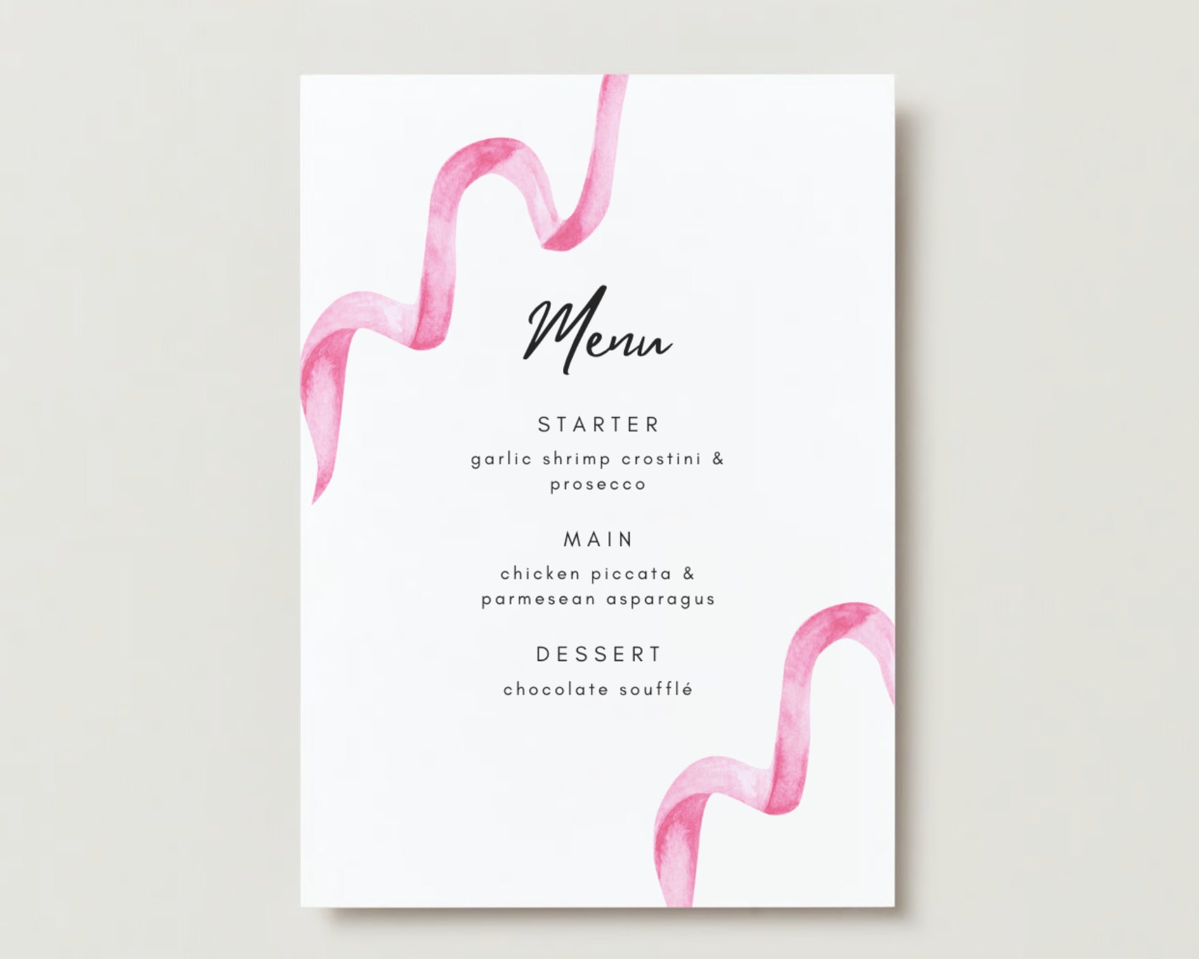 Pink Bow Menu | Coquette-themed Dinner Party Menu | Bow, Ballet Core ...