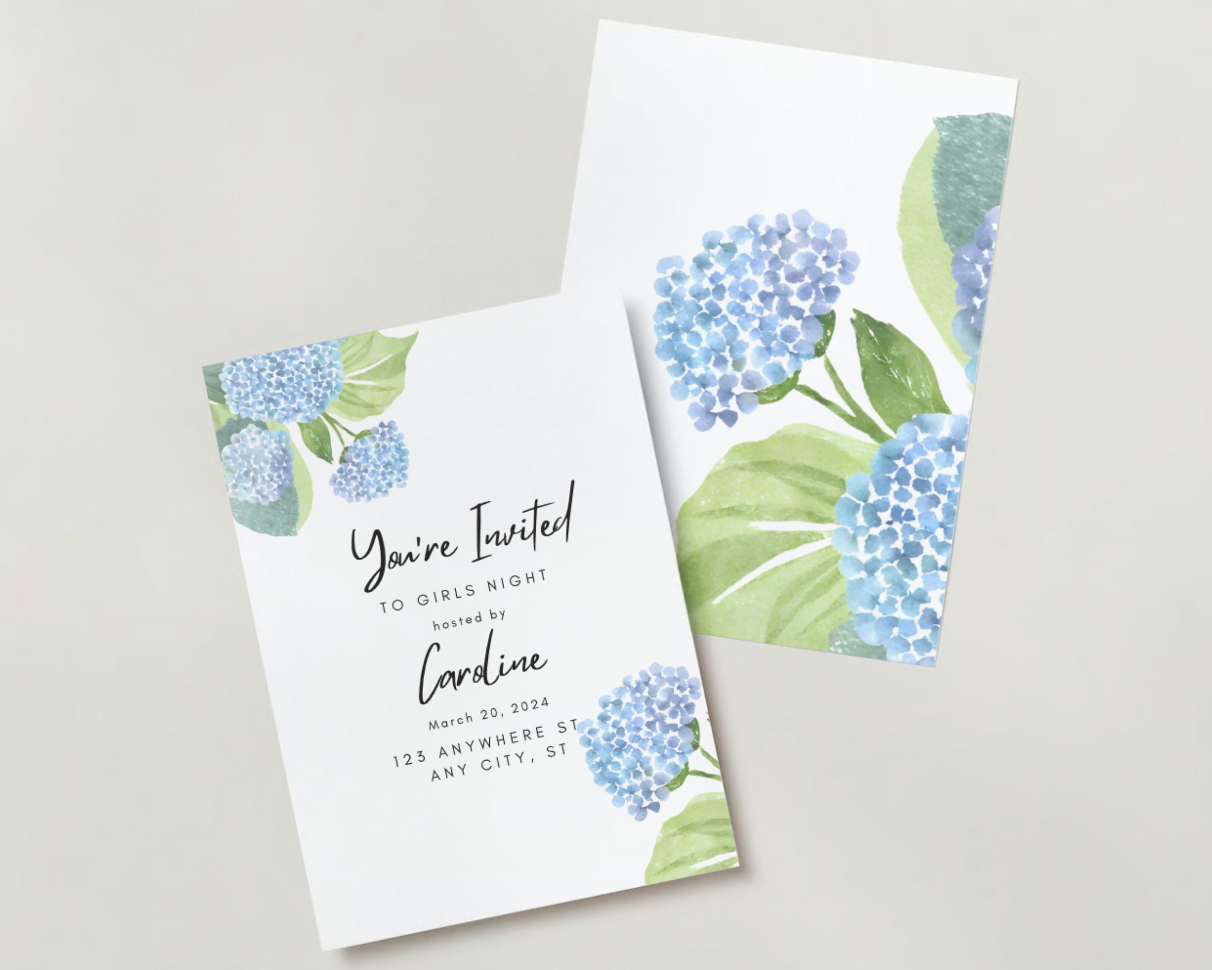 Blue Hydrangea Invitation | Grandmillennial Style Dinner Party | Garden ...