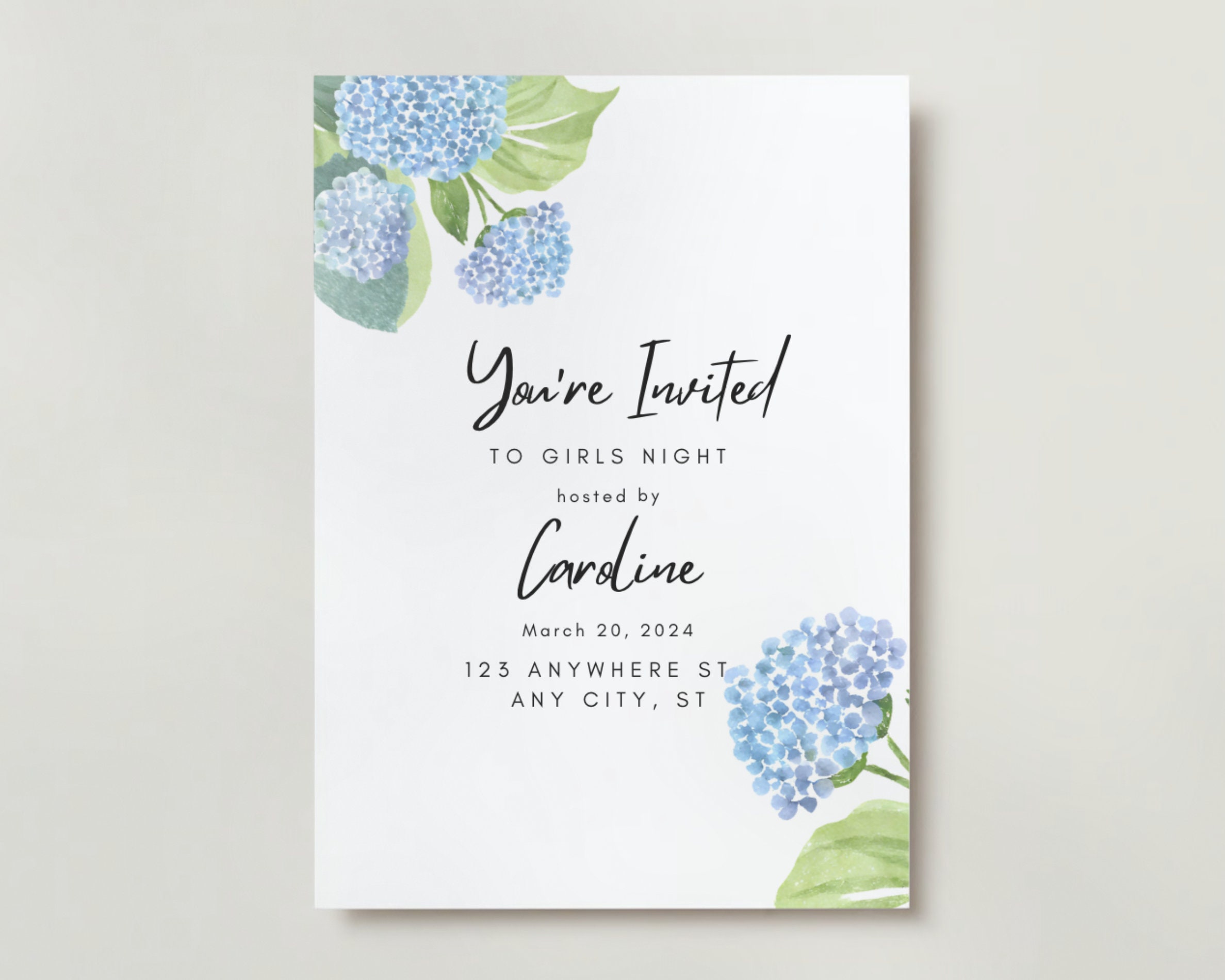 Blue Hydrangea Invitation | Grandmillennial Style Dinner Party | Garden ...