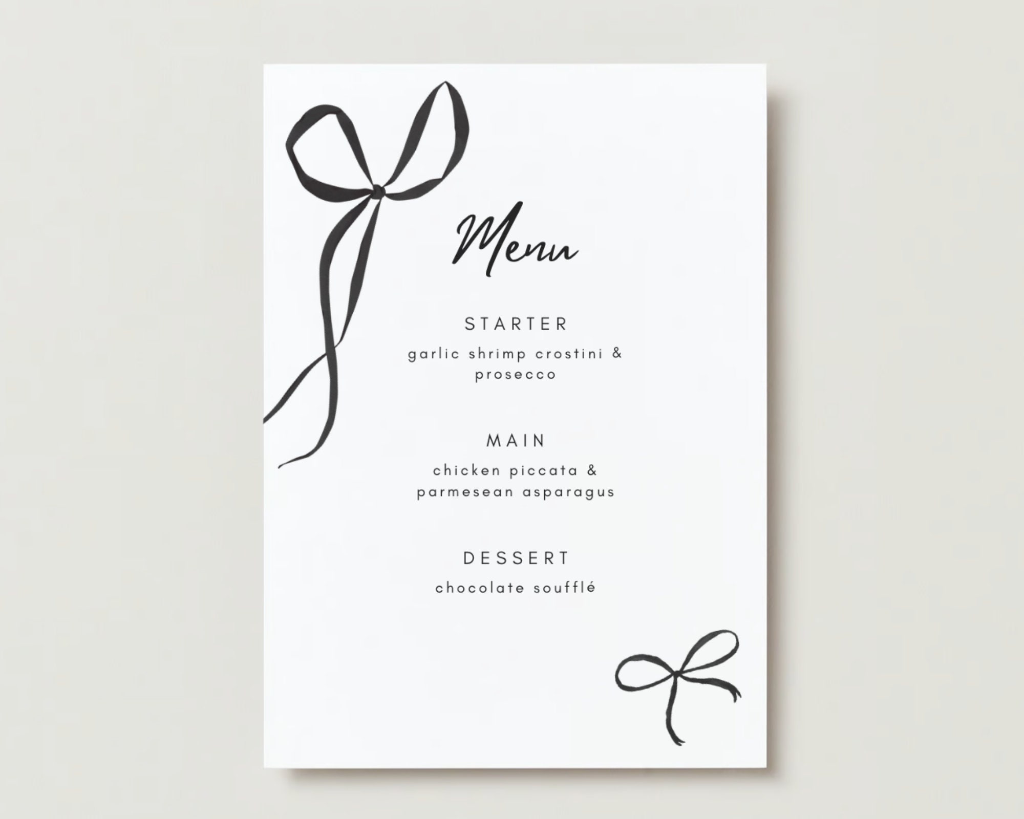 Bow Menu Coquette-themed Dinner Party Menu Black Bow, Ballet Core, Menu ...