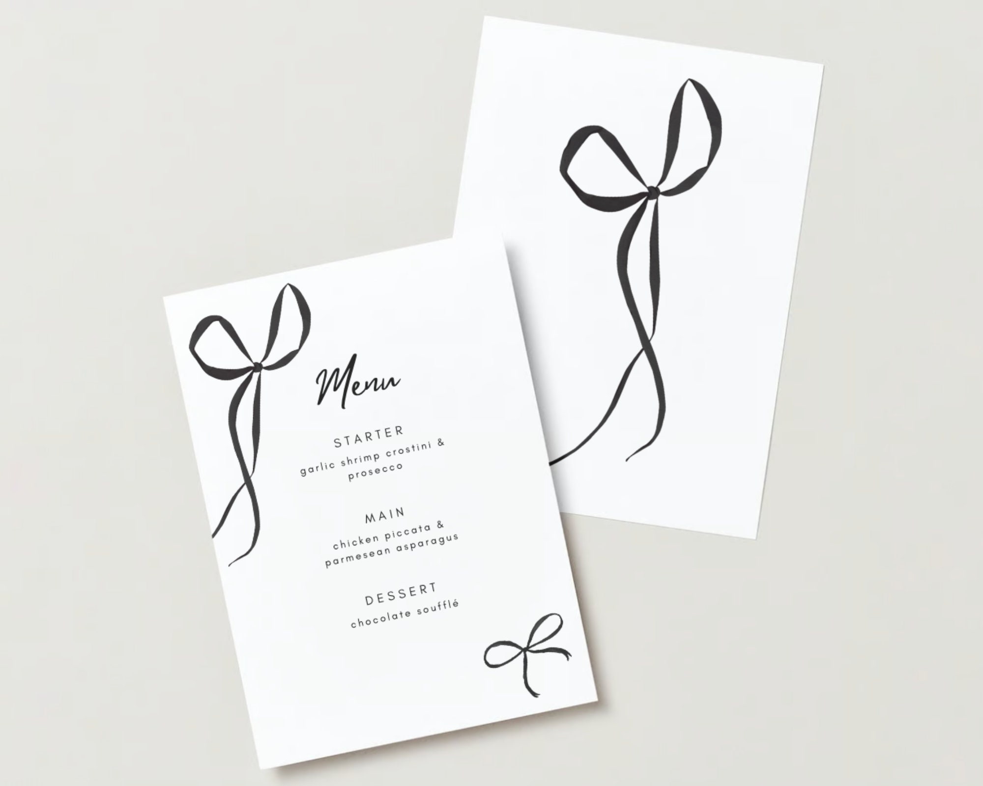 Bow Menu Coquette-themed Dinner Party Menu | Black Bow, Ballet Core ...