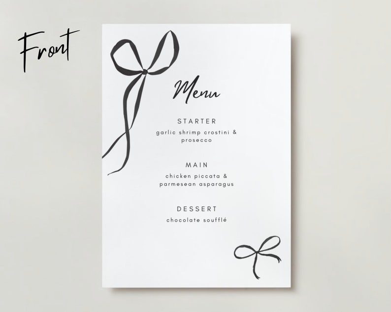 Bow Menu and Invitation | Coquette-themed Dinner Party Invitation ...