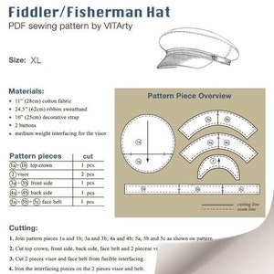 Hat Pattern Pdf Cap Sewing Pattern Instructions Download, Size XL - Etsy