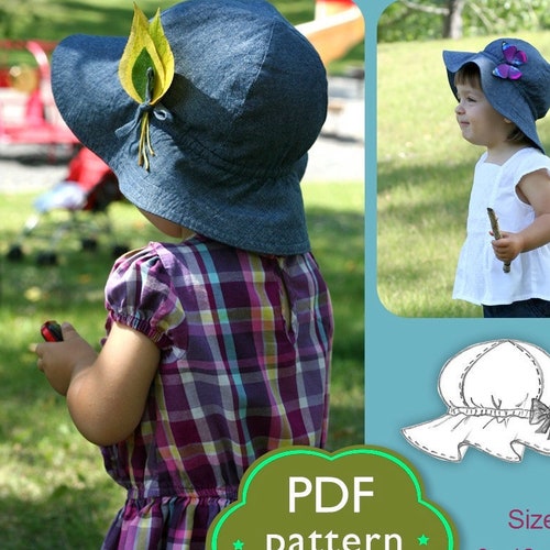 Girls Sun Hat Sewing Pattern Kids Hat Download Baby Toddler - Etsy
