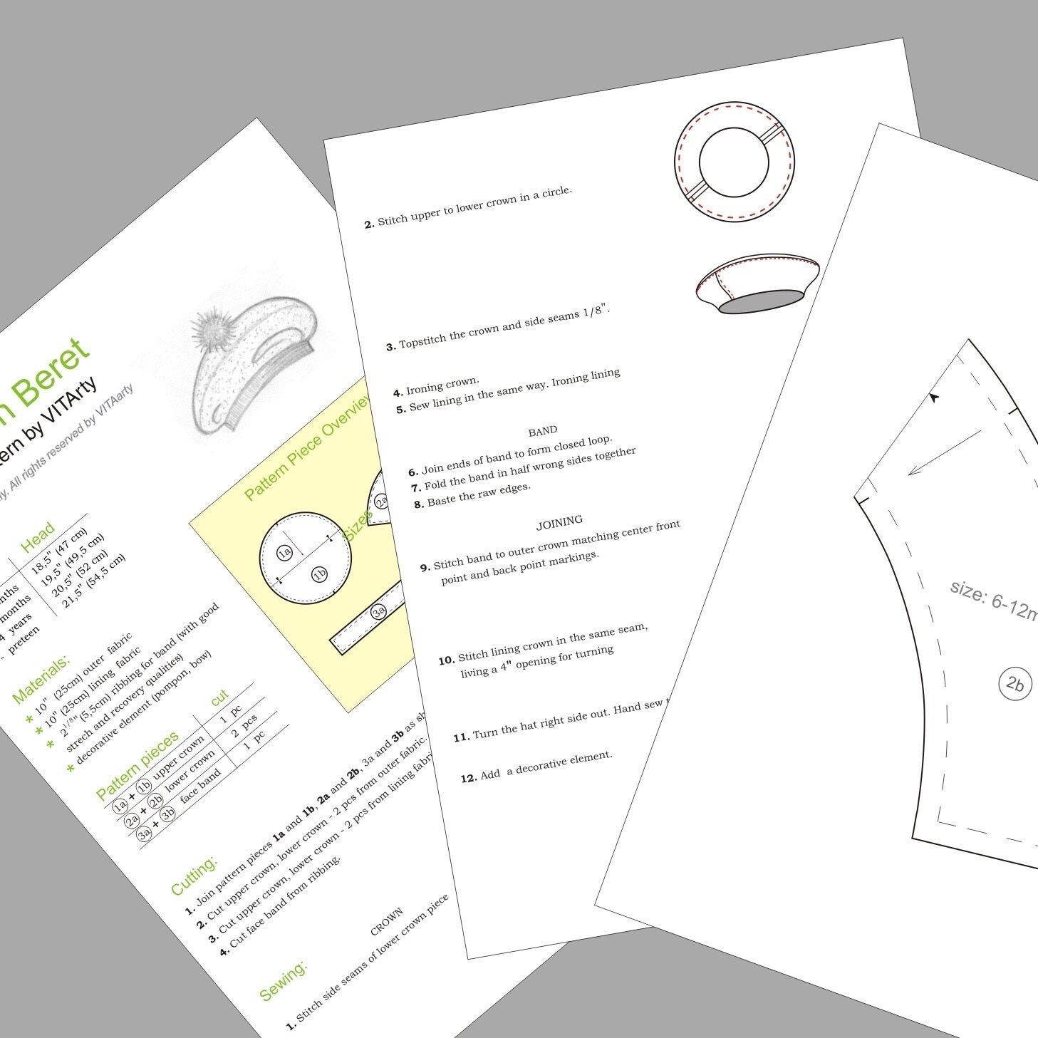 Kids Hat Sewing Pattern Girls Beret Pattern PDF Tutorial - Etsy UK