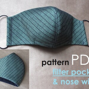 Reusable Mask Pattern Download PDF Face Mask Sewing Diy 2 Styles S,M,L ...
