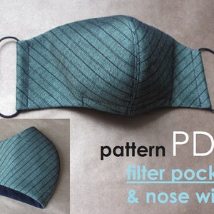 3D Face Mask Pattern PDF Reusable Cloth Sewing Mask Instruction, 3 ...
