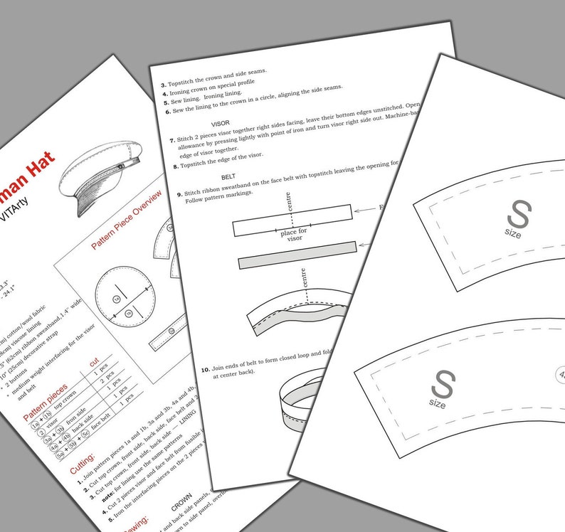 Fiddler Hat Sewing Pattern Men/Women Newsboy Cap printable | Etsy